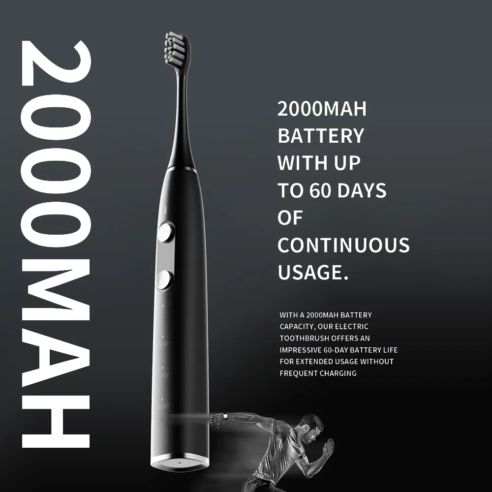 Electric Toothbrush with charger Waterproof IPX7 Runtime 90 days - Vumazon