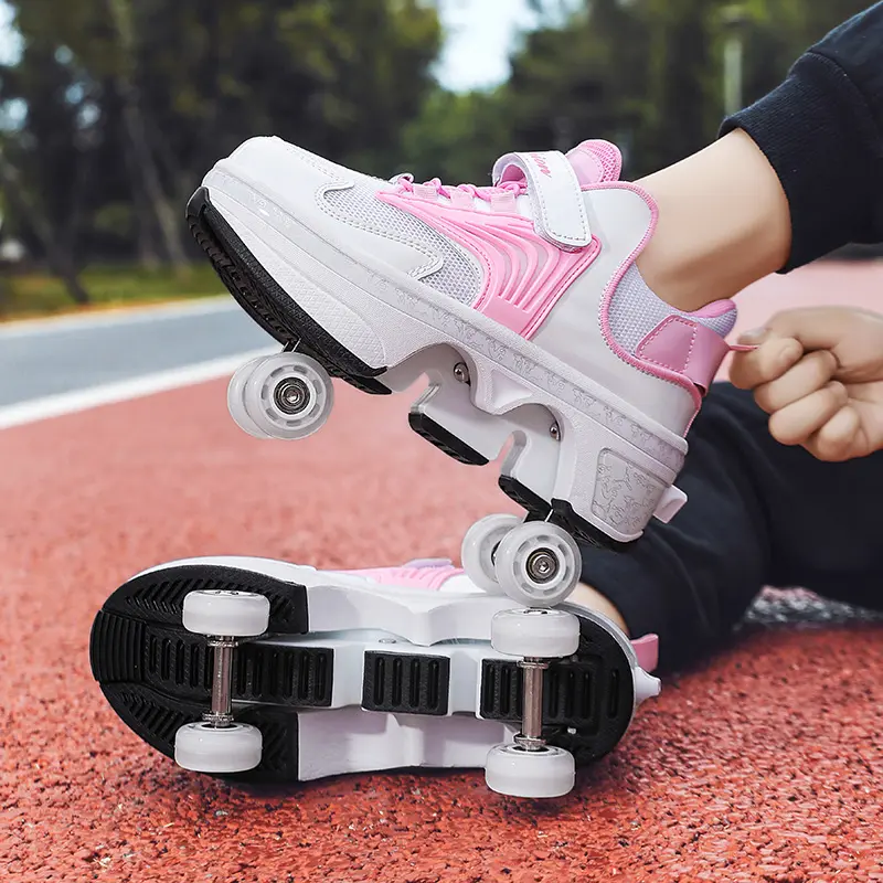Retractable Roller Skates Shoes Adjustable Roller Skates - Vumazon